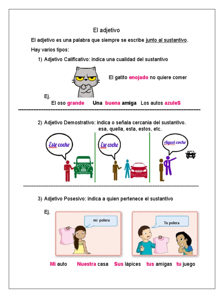 Guía El Adjetivo 4°B | PDF