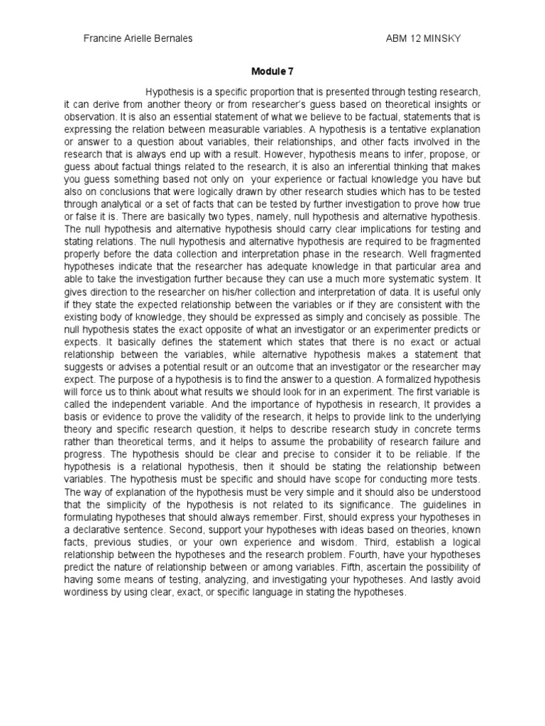 Module 7 Reflection | PDF | Hypothesis | Theory