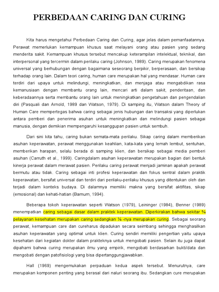 Perbedaan Caring Dan Curing | PDF