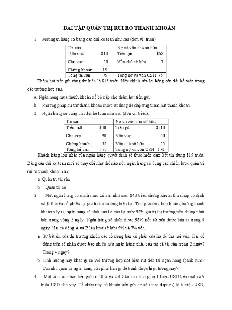 Bài Tập QTRR Thanh Khoản | PDF