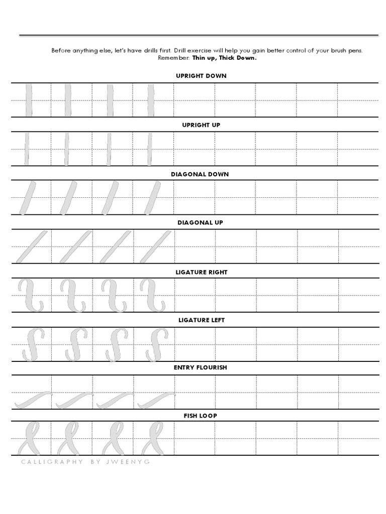 Free Calligraphy Drill Sheets | PDF | Writing