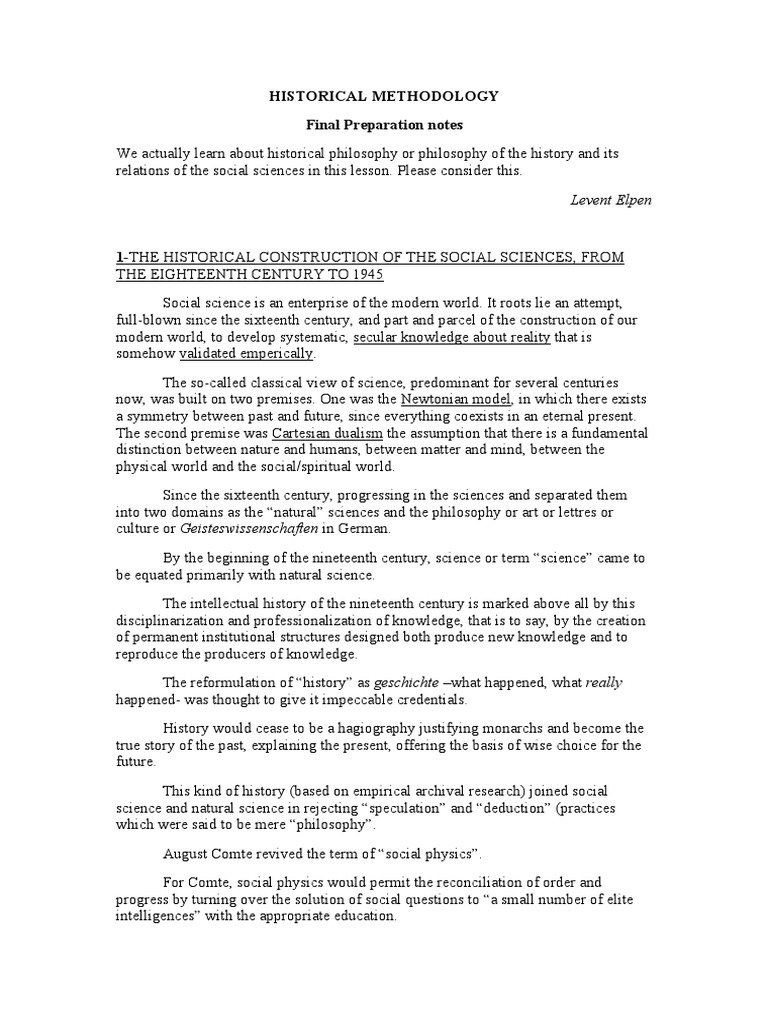 Historical Methodology Final Preparation Notes: Levent Elpen | PDF ...