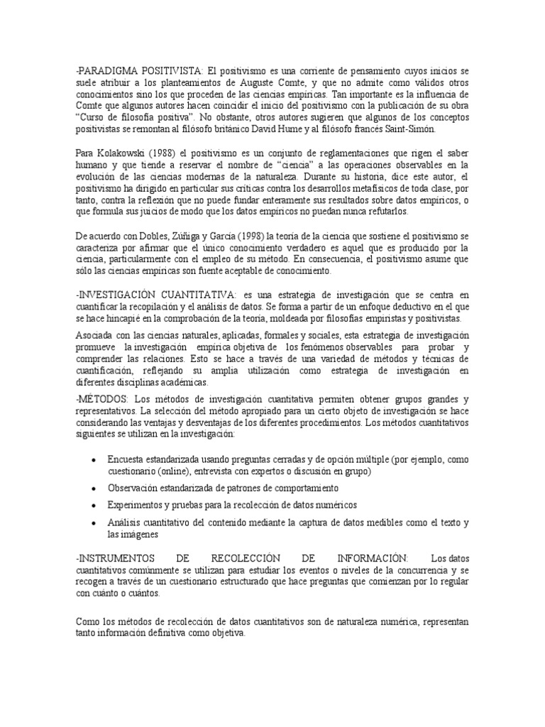 Paradigma Positivista | PDF | Positivismo | Empirismo