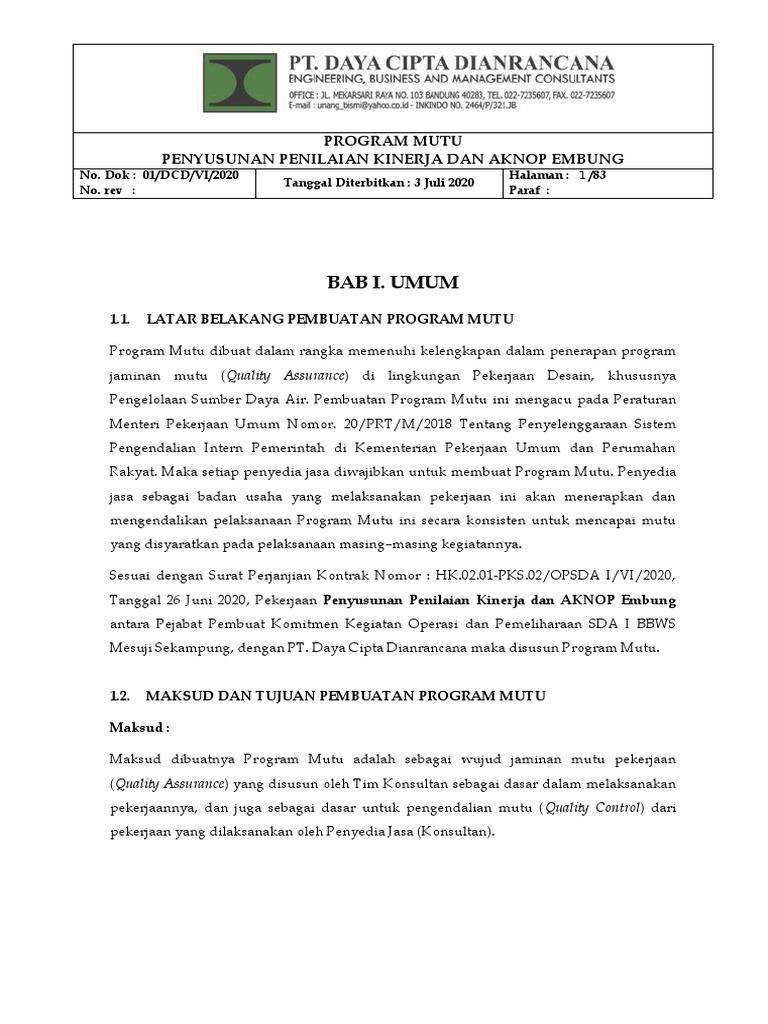 Program Mutu | PDF | Bisnis | Pengelolaan Keuangan & Uang