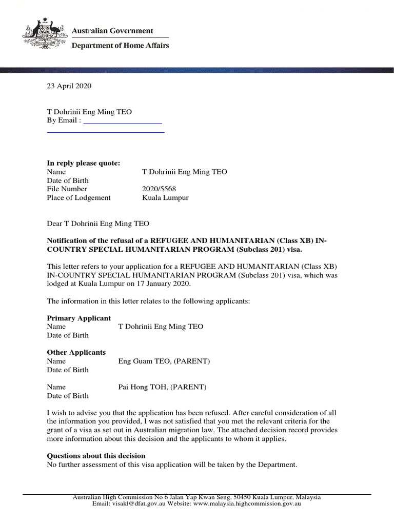 Rejection Letter From The Australian Government Regarding Turritopsis ...