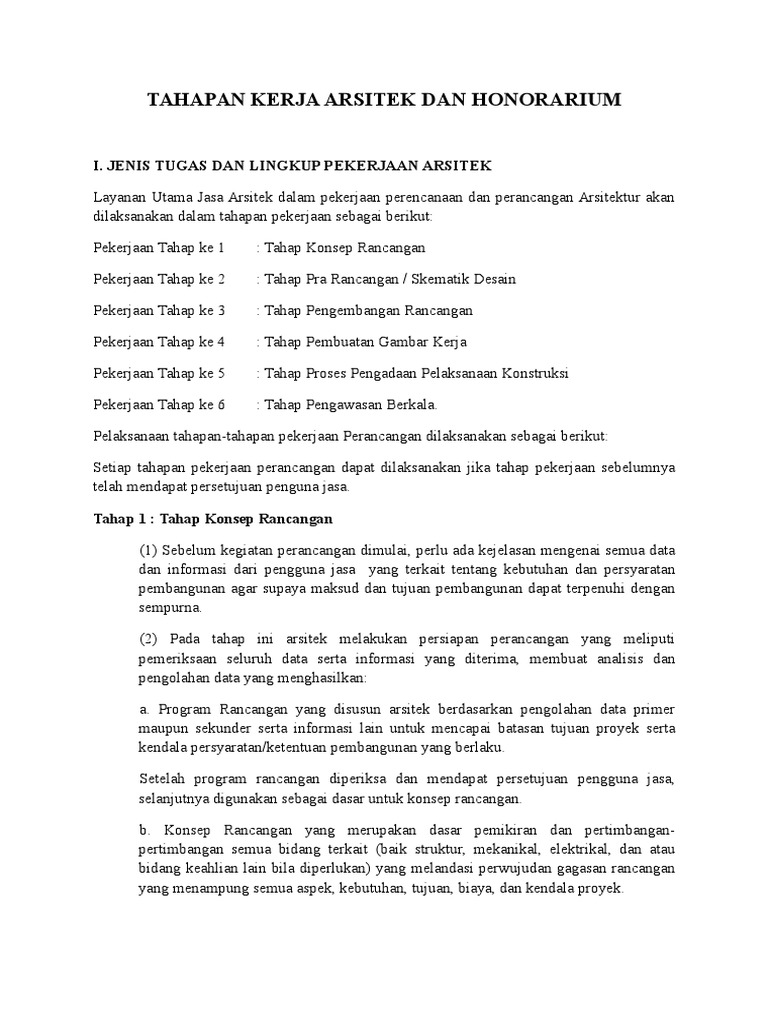 Tahapan Kerja dan Honor Arsitek | PDF | Teknologi & Rekayasa