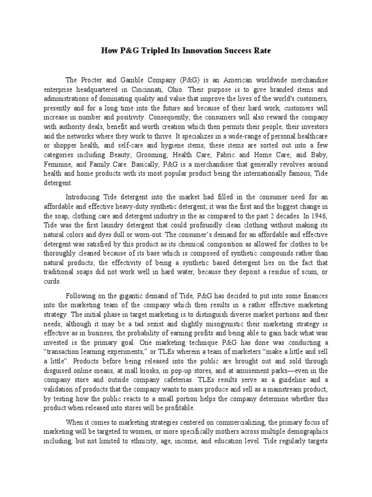 How P&G Tripled Its Innovation Success Rate | PDF | Procter & Gamble ...