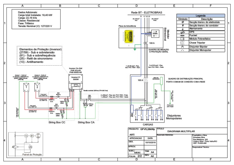 (Projeto) - Diagrama Multifilar | PDF | Fiação elétrica | Energia elétrica