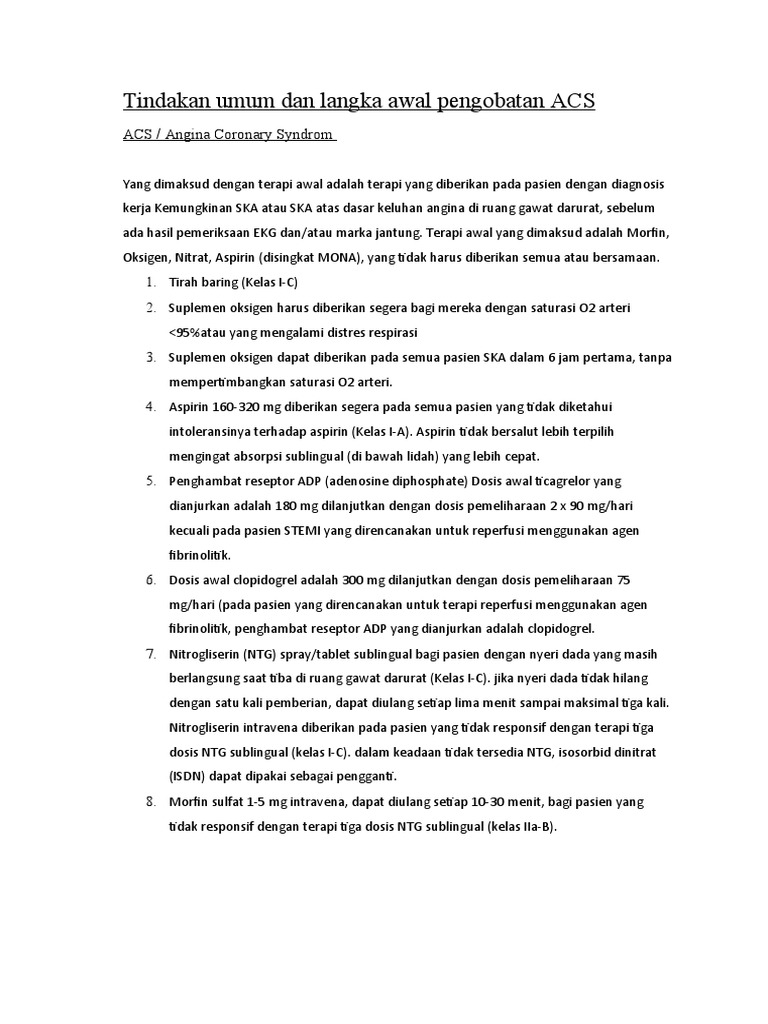 Tindakan Umum Dan Langka Awal Pengobatan ACS | PDF