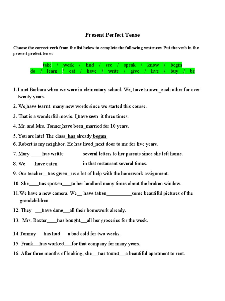 Present Perfect Simple Exercises Level 5 and 3 | PDF