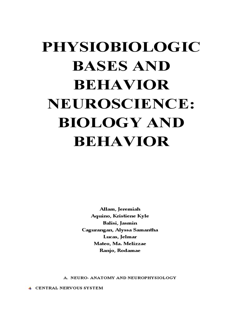 Physiobiologic Bases and Behavior Neuroscience: Biology and Behavior ...