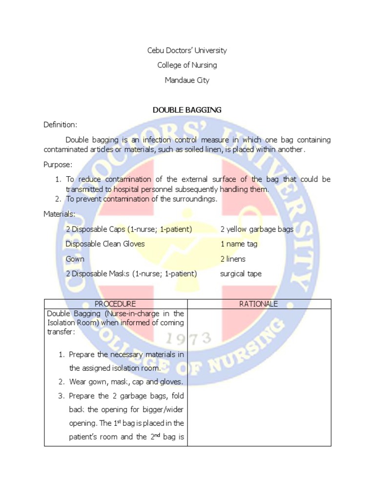 Double Bagging Procedure Guide | PDF
