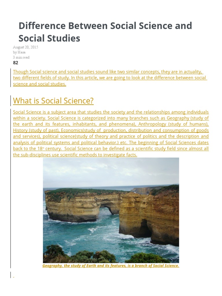Difference Between Social Science and Social Studies | PDF | Social ...
