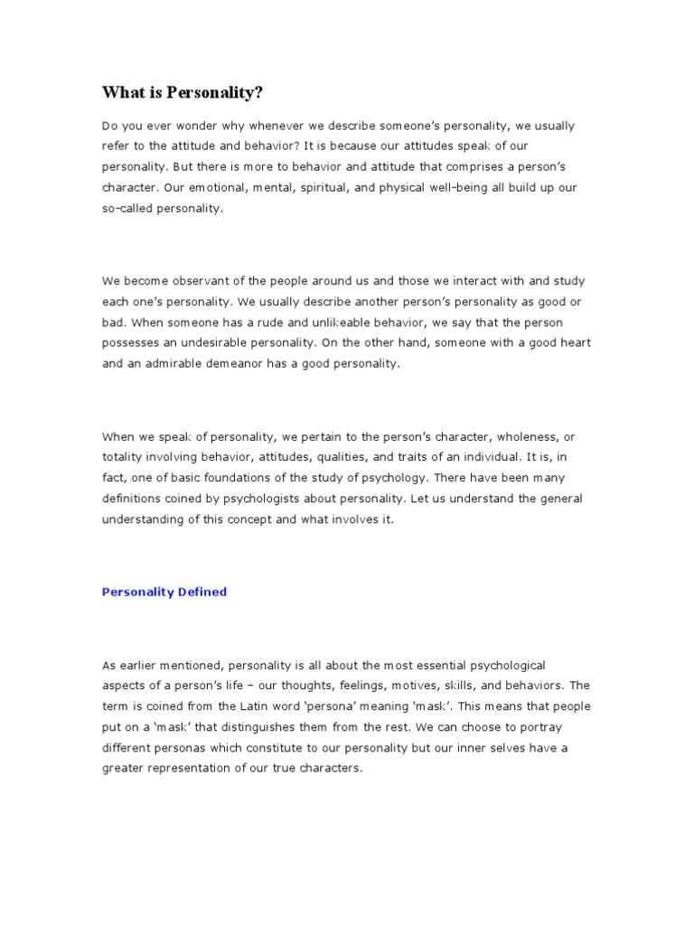 Understanding Personality Traits | PDF | Personality Type | Id