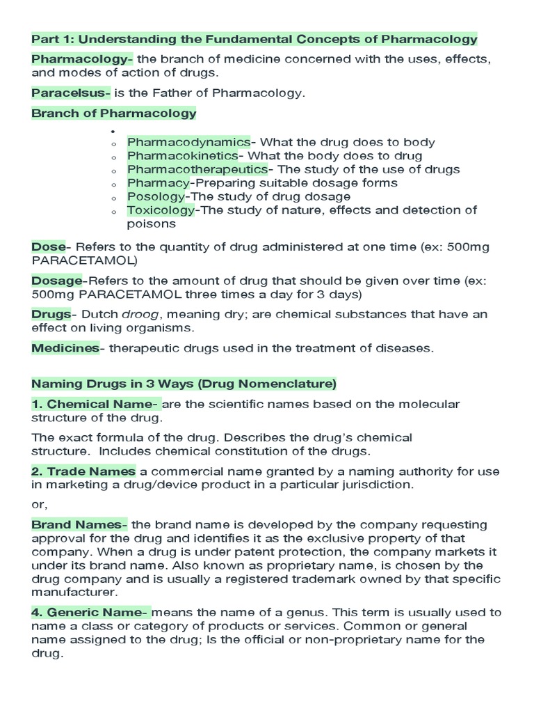 Fundamental Concepts of Pharmacology | PDF | Pharmacology | Food And ...