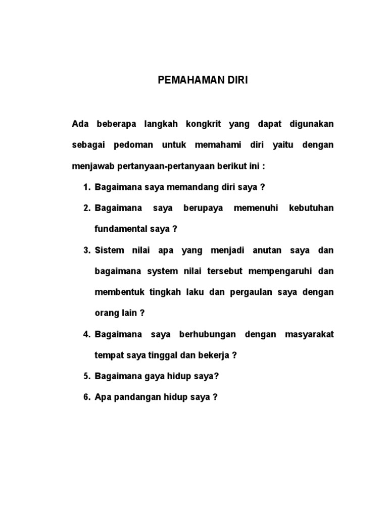 Langkah Memahami Diri Sendiri | PDF | Karier & Perkembangan ...