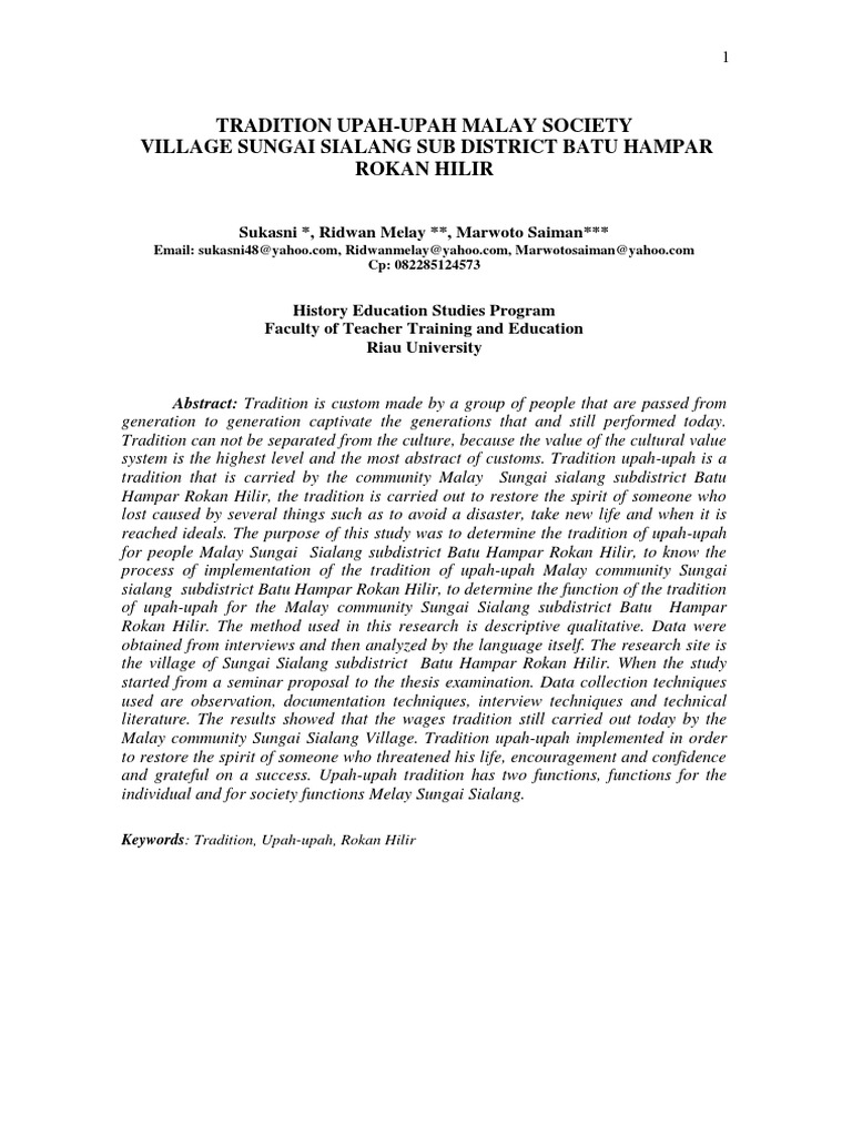 Upah-Upah Tradition in Malay Community | PDF | Indonesia