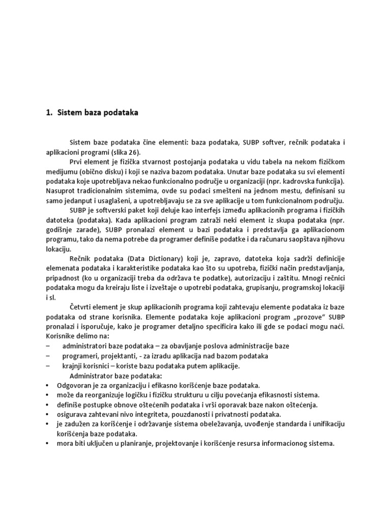 Sistem Baza Podataka | PDF