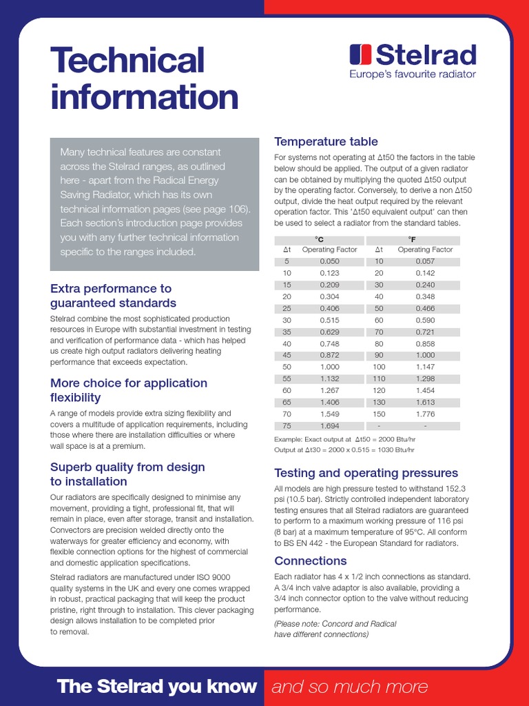 Stelrad Technical Info | PDF | Pipe (Fluid Conveyance) | Mechanical ...