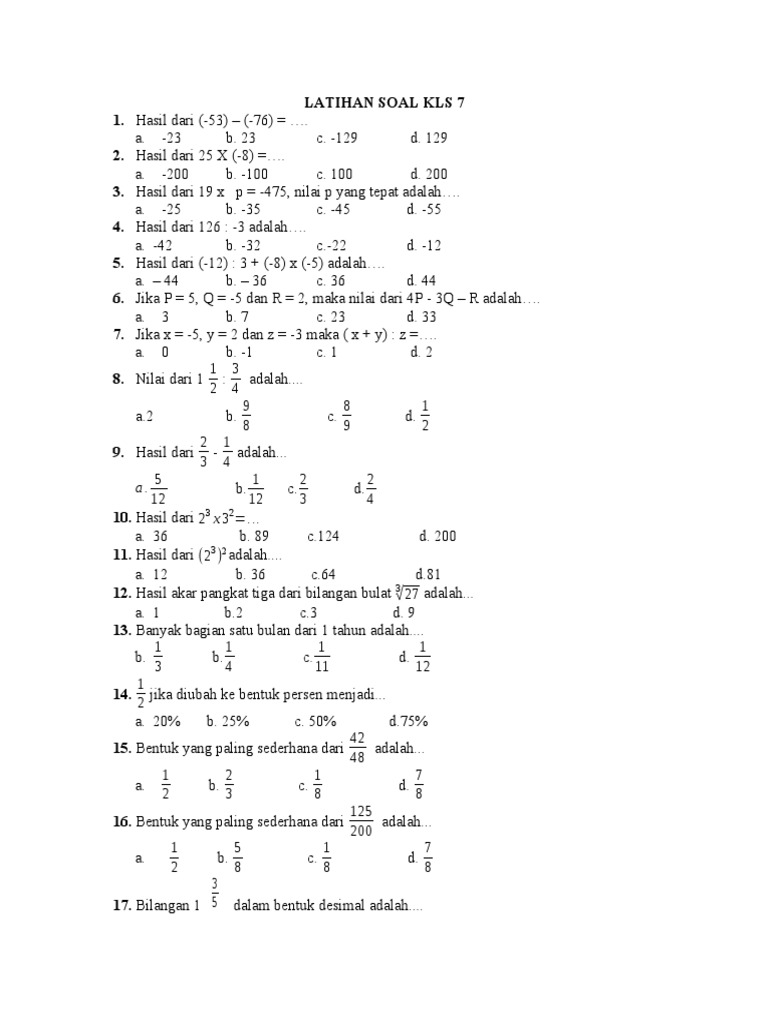 Latihan Soal KLS 7 | PDF