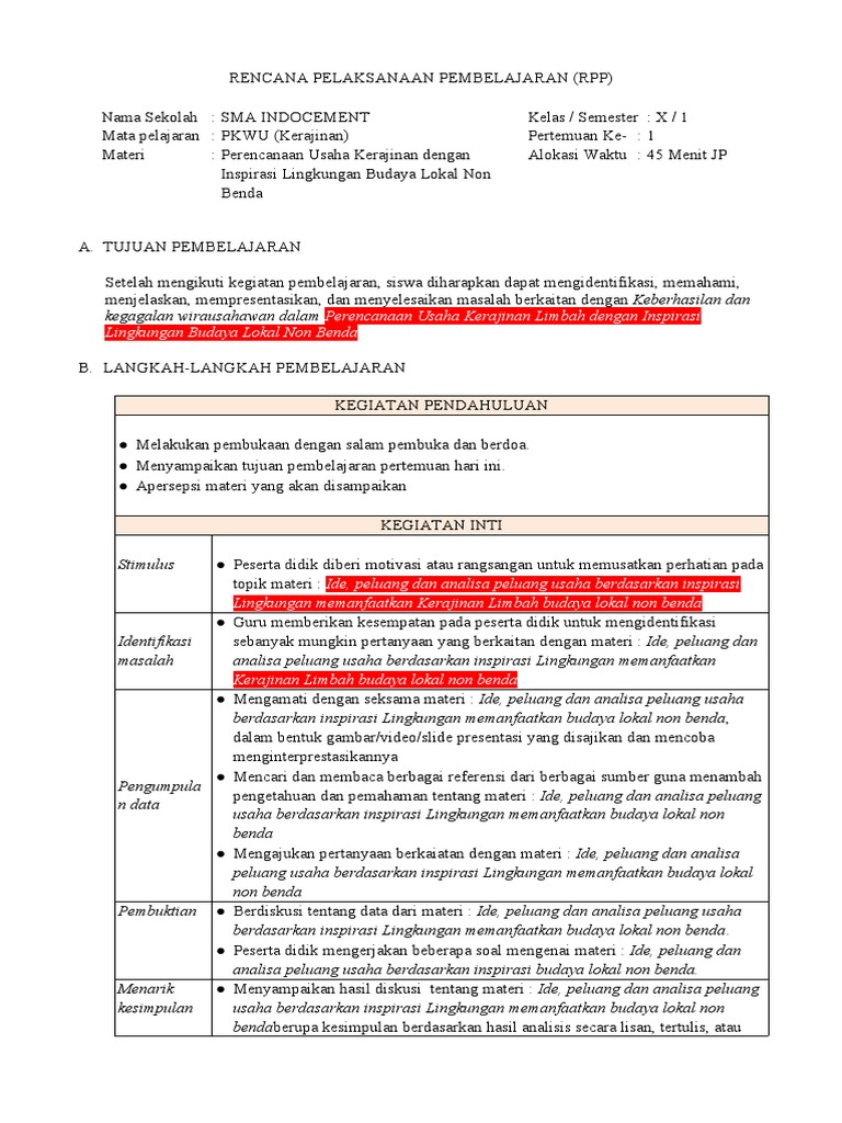 10 - RPP Pkwu - Adiwiyata | PDF