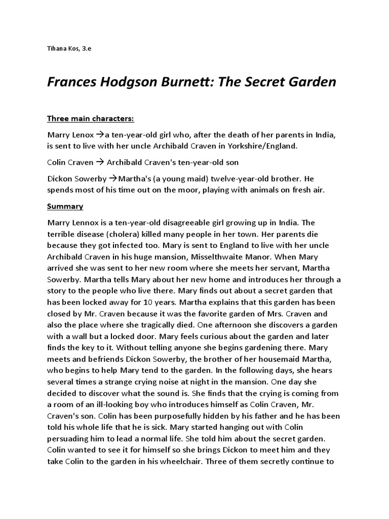The Mysterious Secret Garden: A Summary and Review of Frances Hodgson ...
