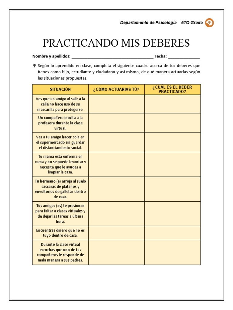 Tarea - Practicando Mis Deberes 6to | PDF