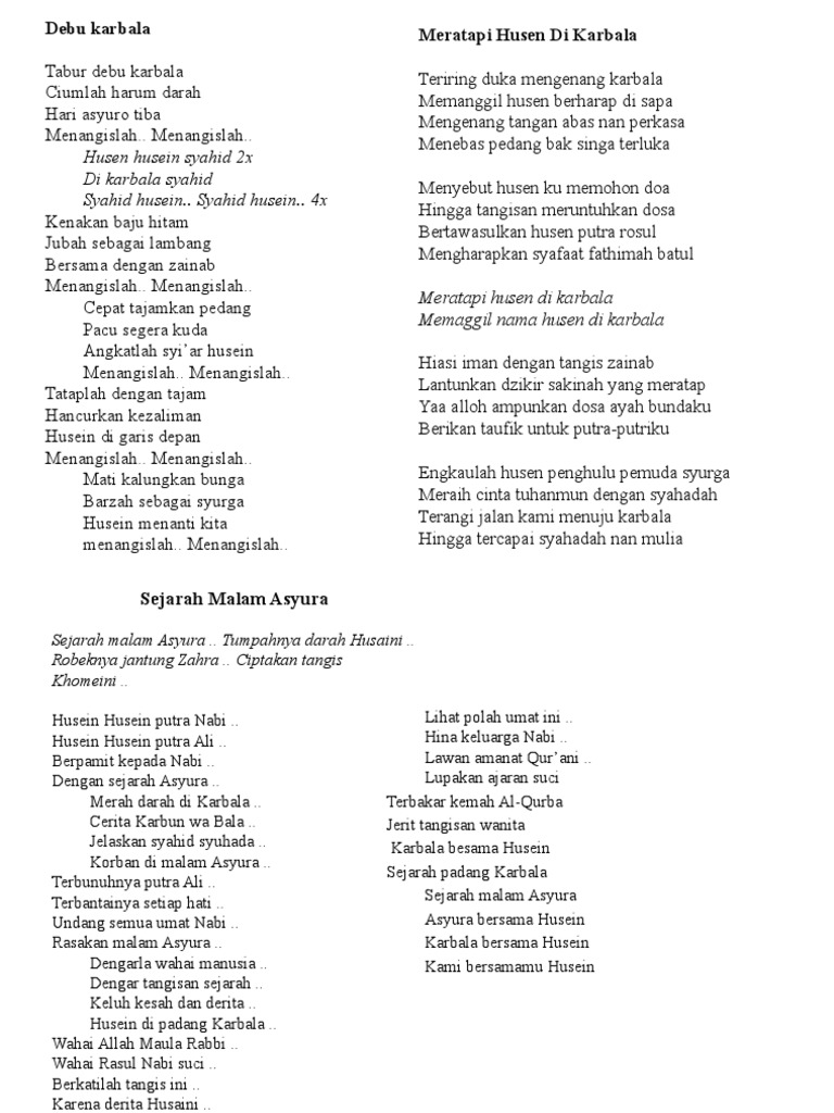 Meratapi Duka Husen di Karbala | PDF | Puisi