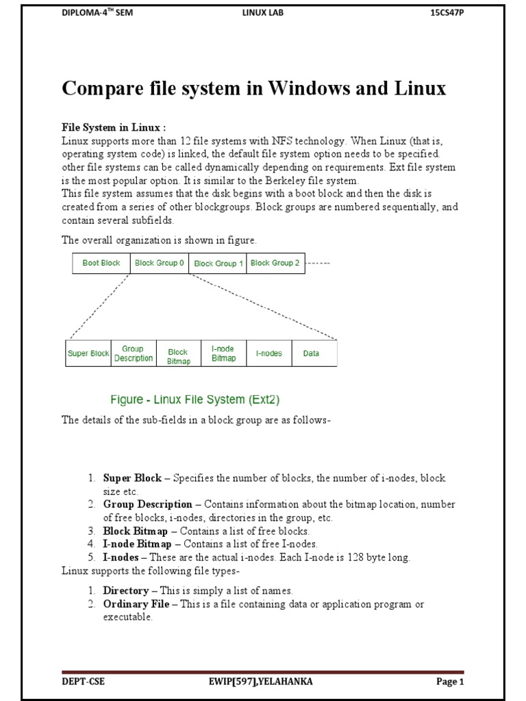 Compare File System in Windows and Linux | PDF | File System | Computer ...