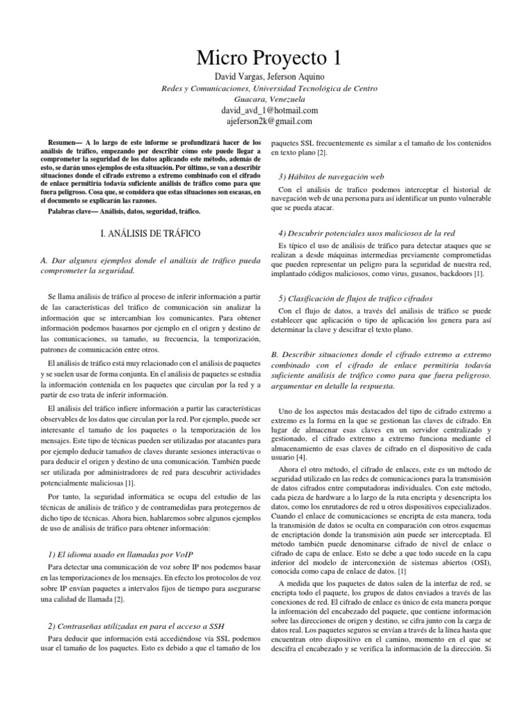 SSD - MicroProyecto 1 - David Vargas, Jeferson Aquino | PDF | Modelo osi | Cifrado