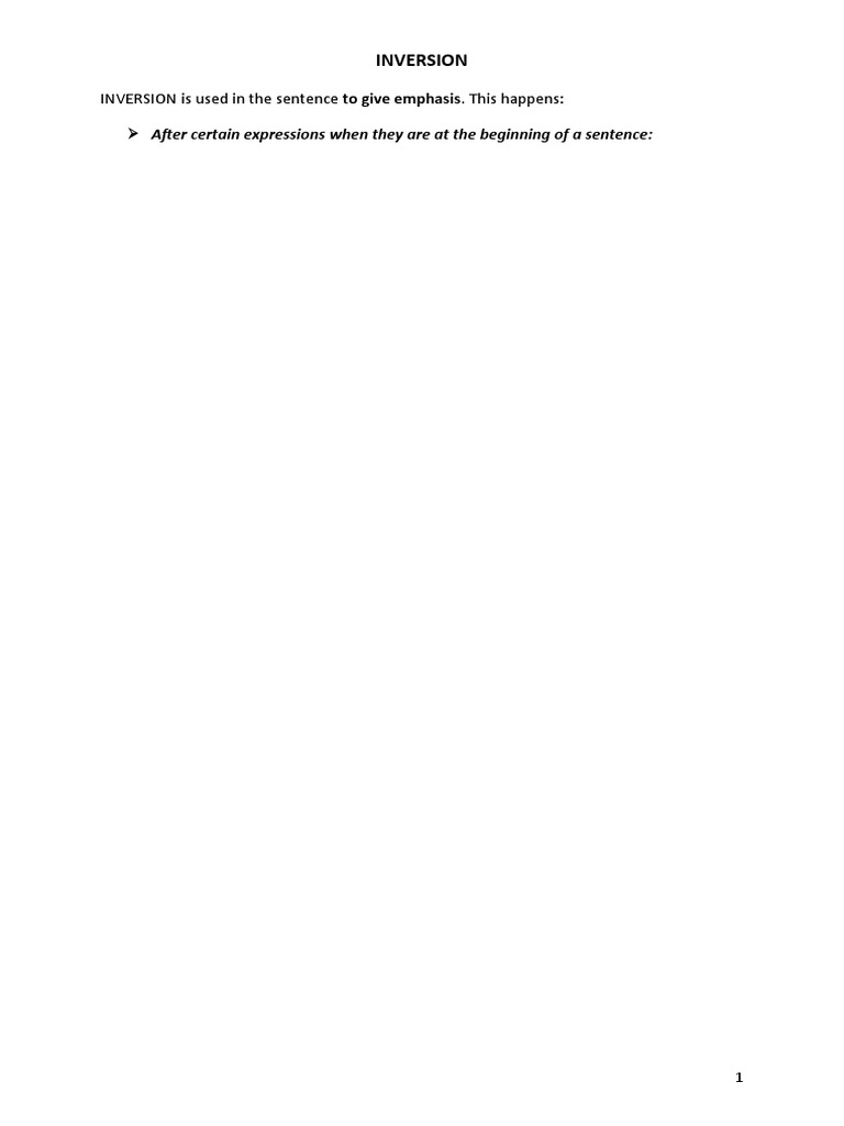 Inversion | PDF | Sentence (Linguistics) | Verb