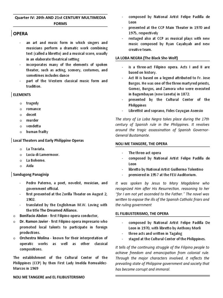 Opera: Quarter IV: 20th AND 21st CENTURY MULTIMEDIA Forms | Download ...