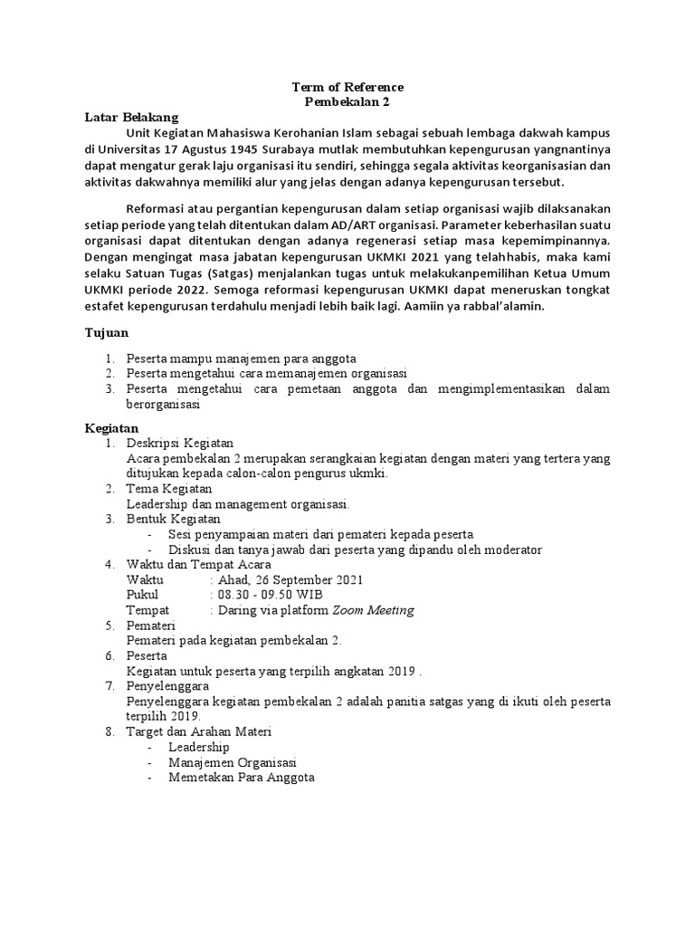 Term of Reference | PDF