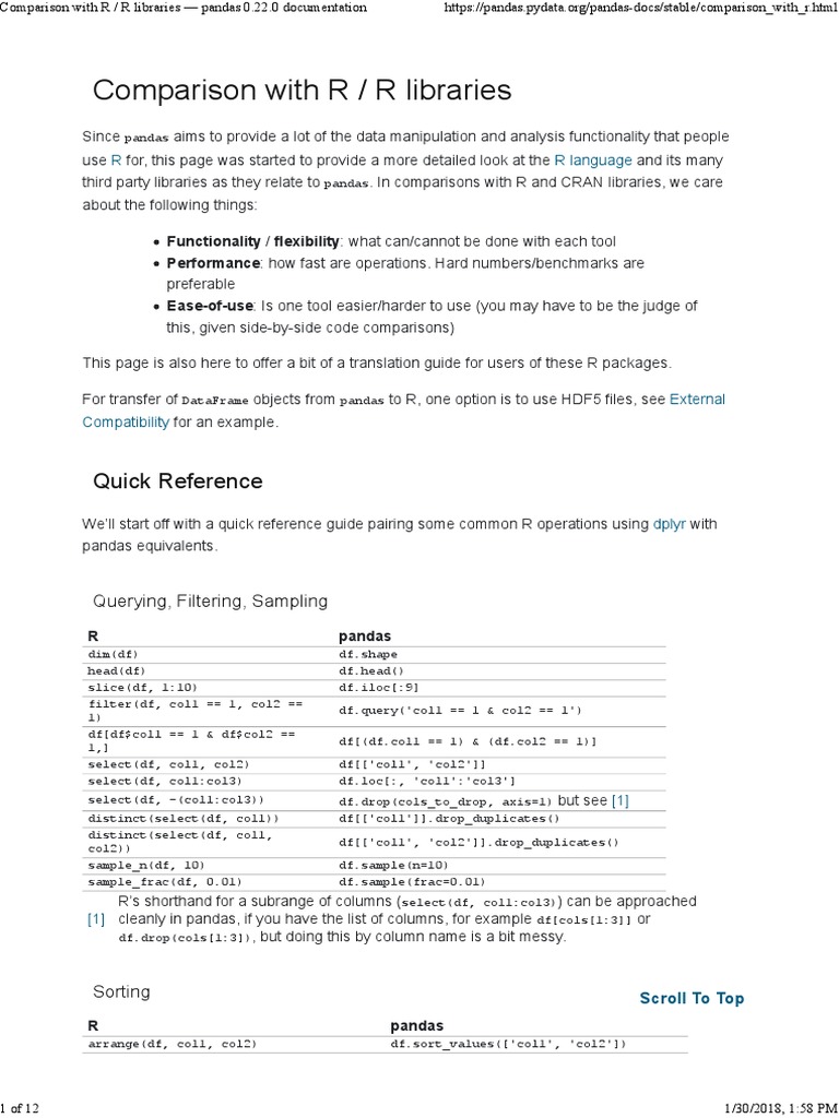 Comparison With R / R Libraries | PDF | Array Data Structure | R ...