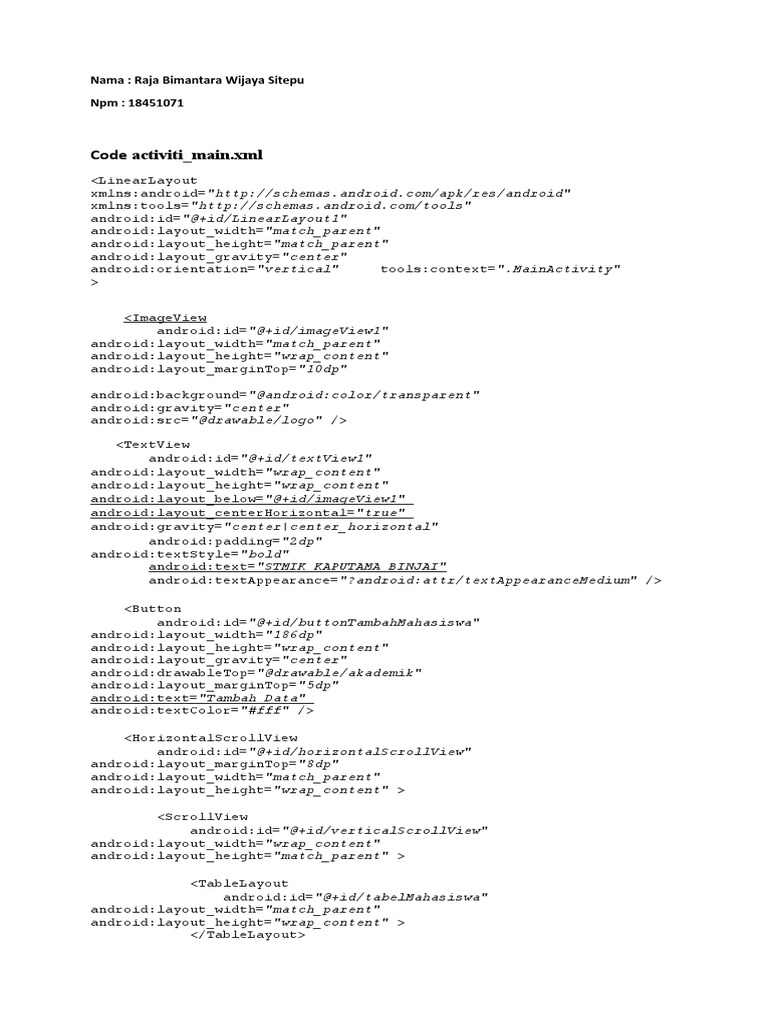 Uas Pemograman Mobile | PDF | Android (Operating System) | Java ...