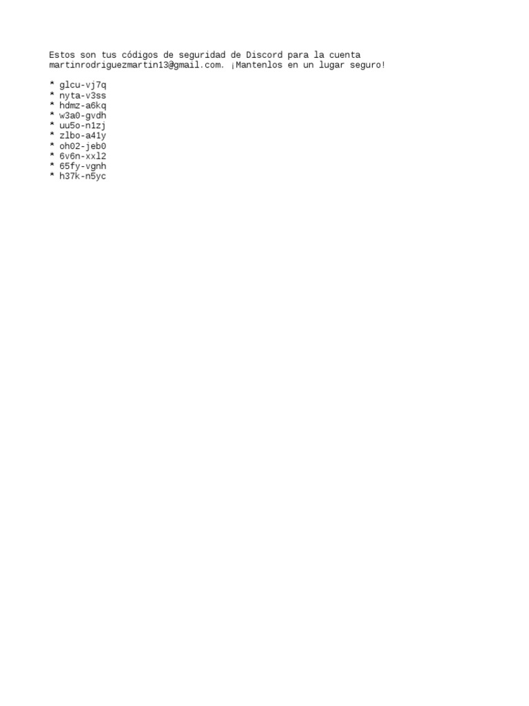 Discord Backup Codes | PDF