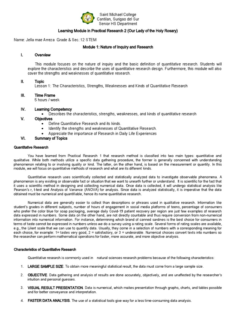 Module 1 First Week | PDF | Statistics | Quantitative Research