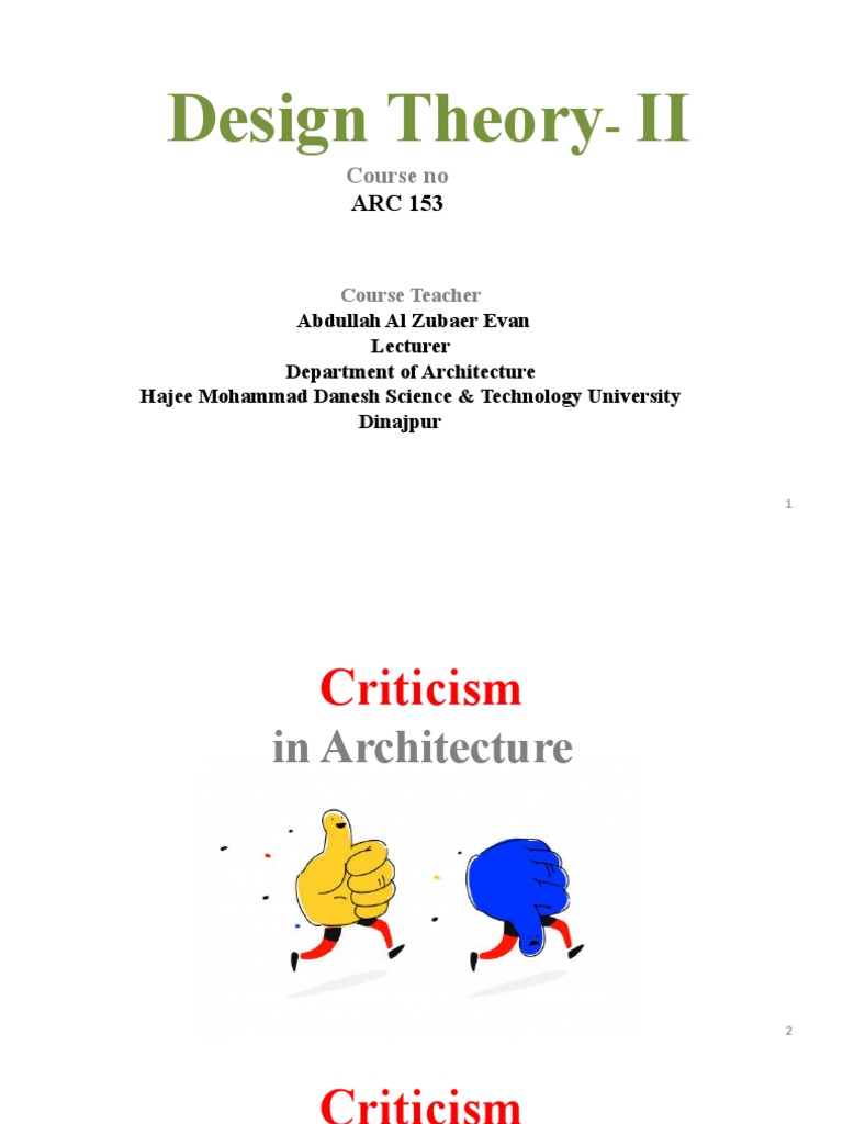 Lecture 02 Criticism in Architecture | PDF | Criticism | Theory