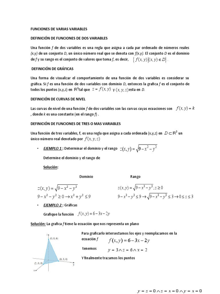 Funciones de Varias Variables | PDF | Función (Matemáticas) | Dominio ...