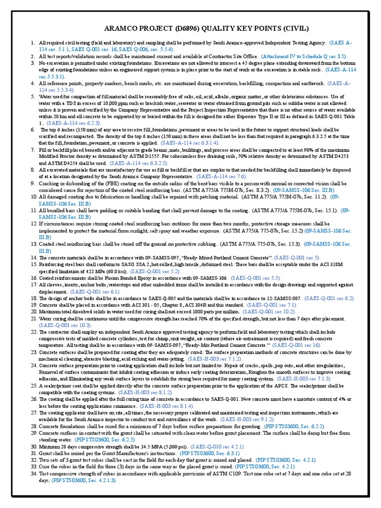 Civil Quality Key Points | Download Free PDF | Concrete | Asphalt
