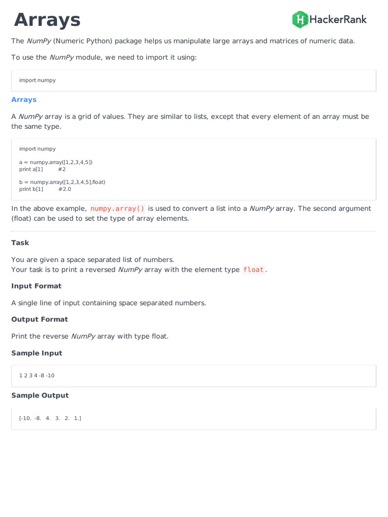NP Arrays | PDF | Teaching Methods & Materials | Computers