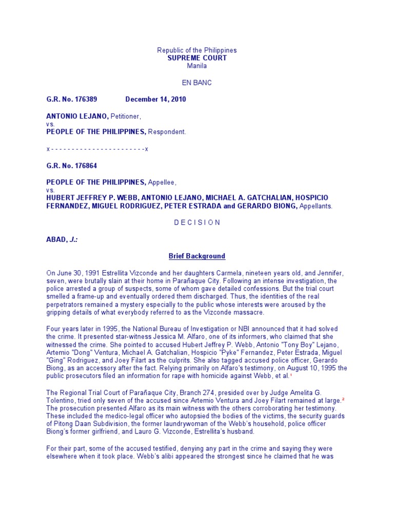 Hubert Webb case [FULL TEXT] | Public Law | Judiciaries