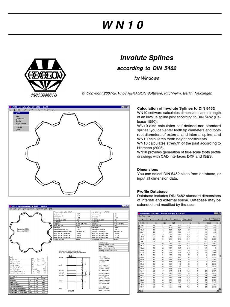 Involute Splines: According To DIN 5482 | PDF | Engineering Tolerance | Computer Aided Design