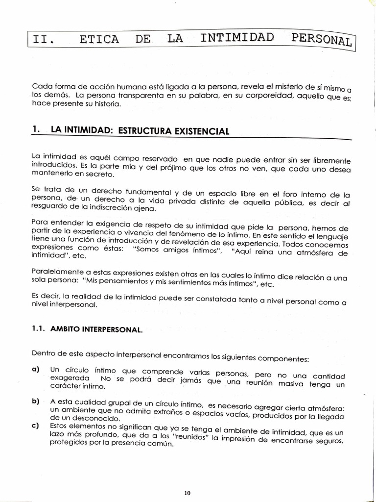 Cap. II. Ética de La Intimidad Personal | PDF | Medios de comunicación ...