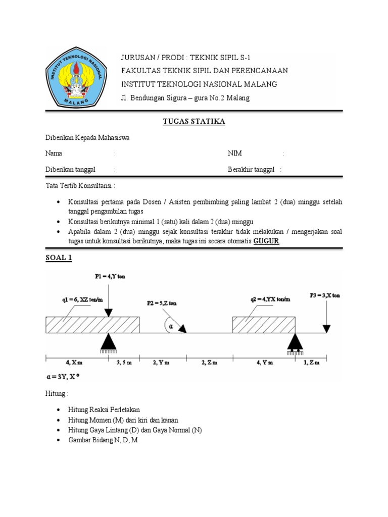 Soal Tugas Besar Statika | PDF