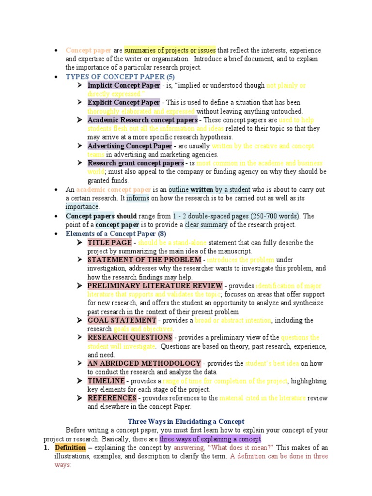 Types of Concept Paper | PDF | Concept | Definition