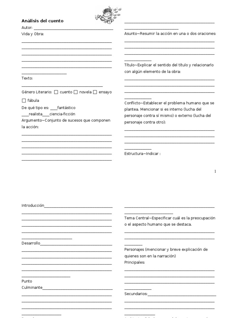 Análisis de Un Cuento Ejercicio | PDF | Cuentos | Autor