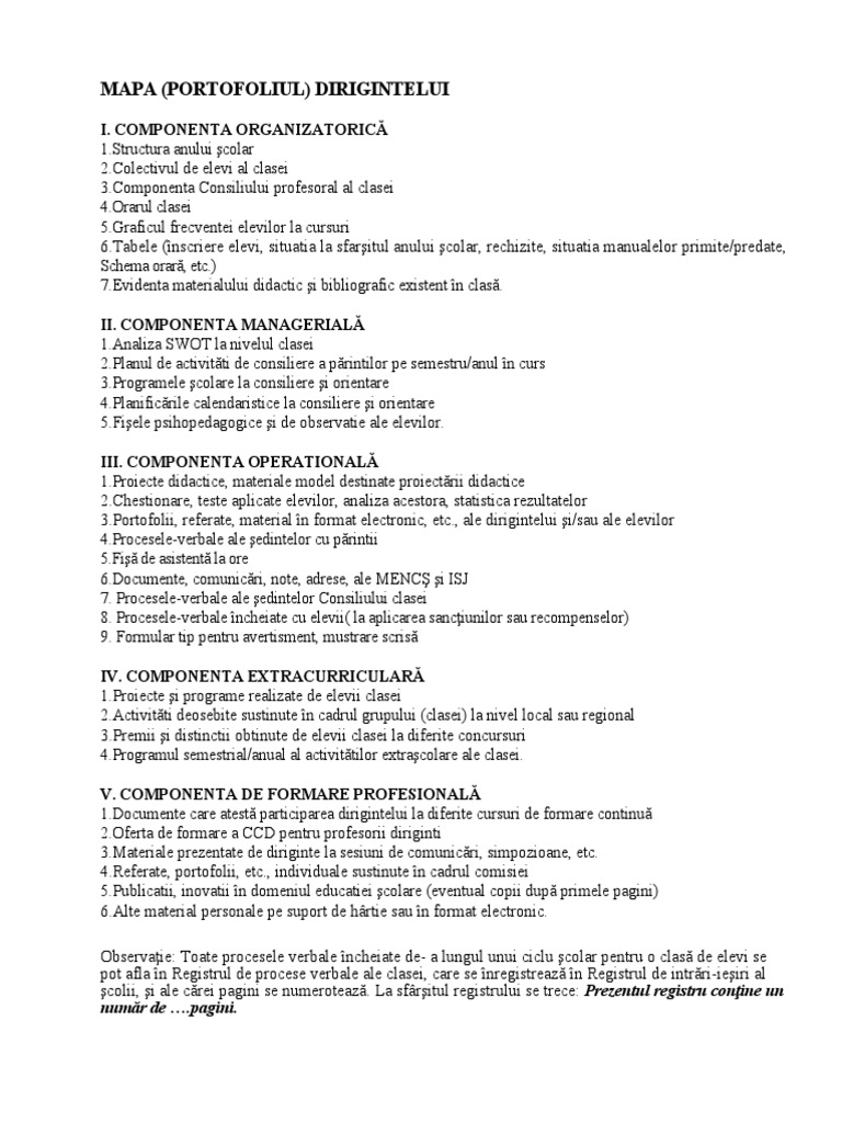 Mapa Dirigintelui-Conținut | PDF