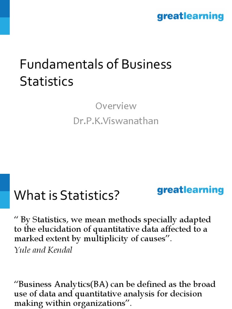Fundamentals of Business Statistics: Dr.P.K.Viswanathan | PDF ...