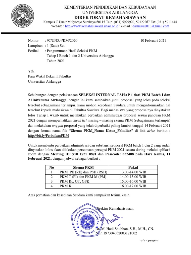 Pengantar Pengumuman Seleksi Internal PKM Batch 1 Dan 2 | PDF Pengantar Pengumuman Seleksi Internal PKM Batch 1 Dan 2 | PDF